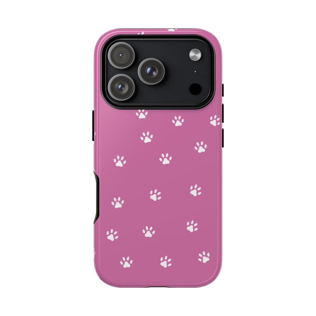 Paw Print Pattern Tough Case | Pink Phone Case, Pet Lover Accessory - Etsy