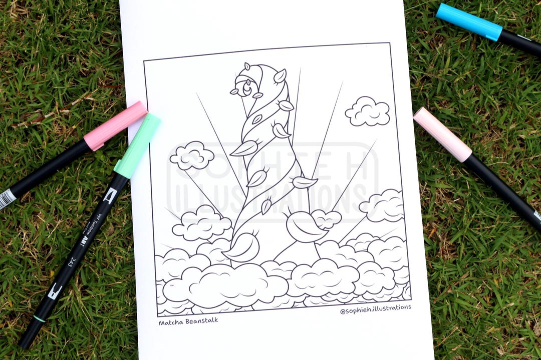 Matcha Beanstalk Colouring Page by Sophie (downloadable File) - Etsy