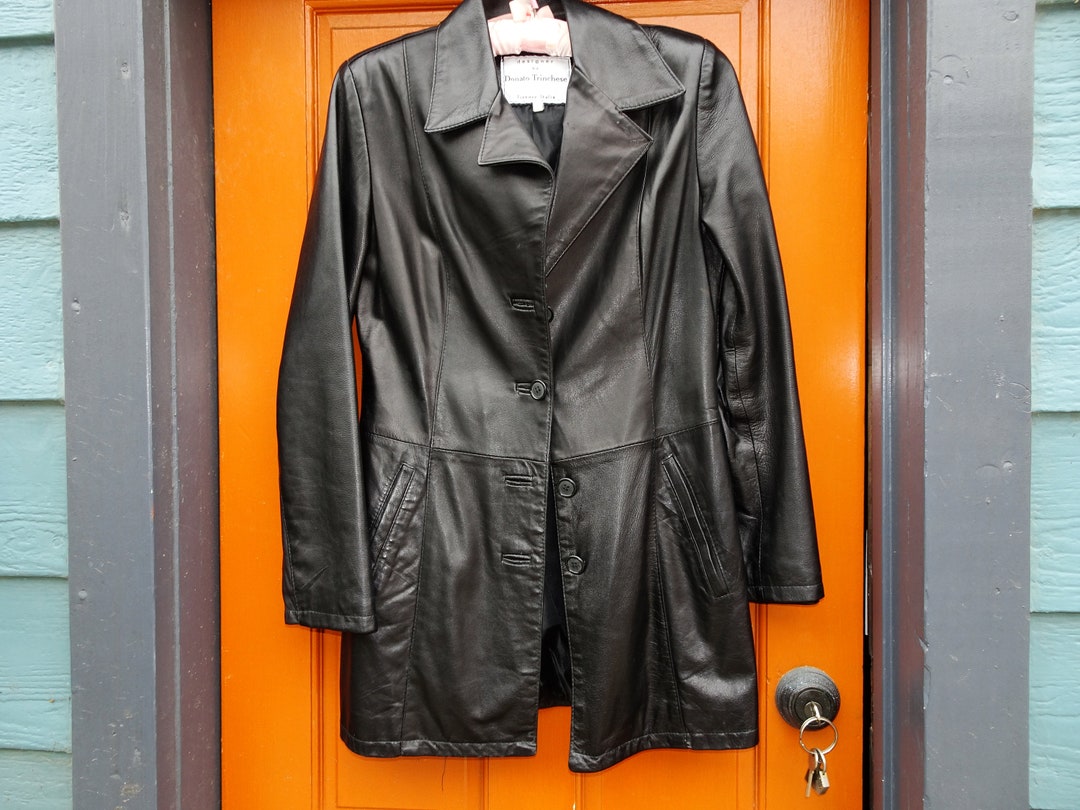 Black Leather Jacket Made in Italy - Etsy