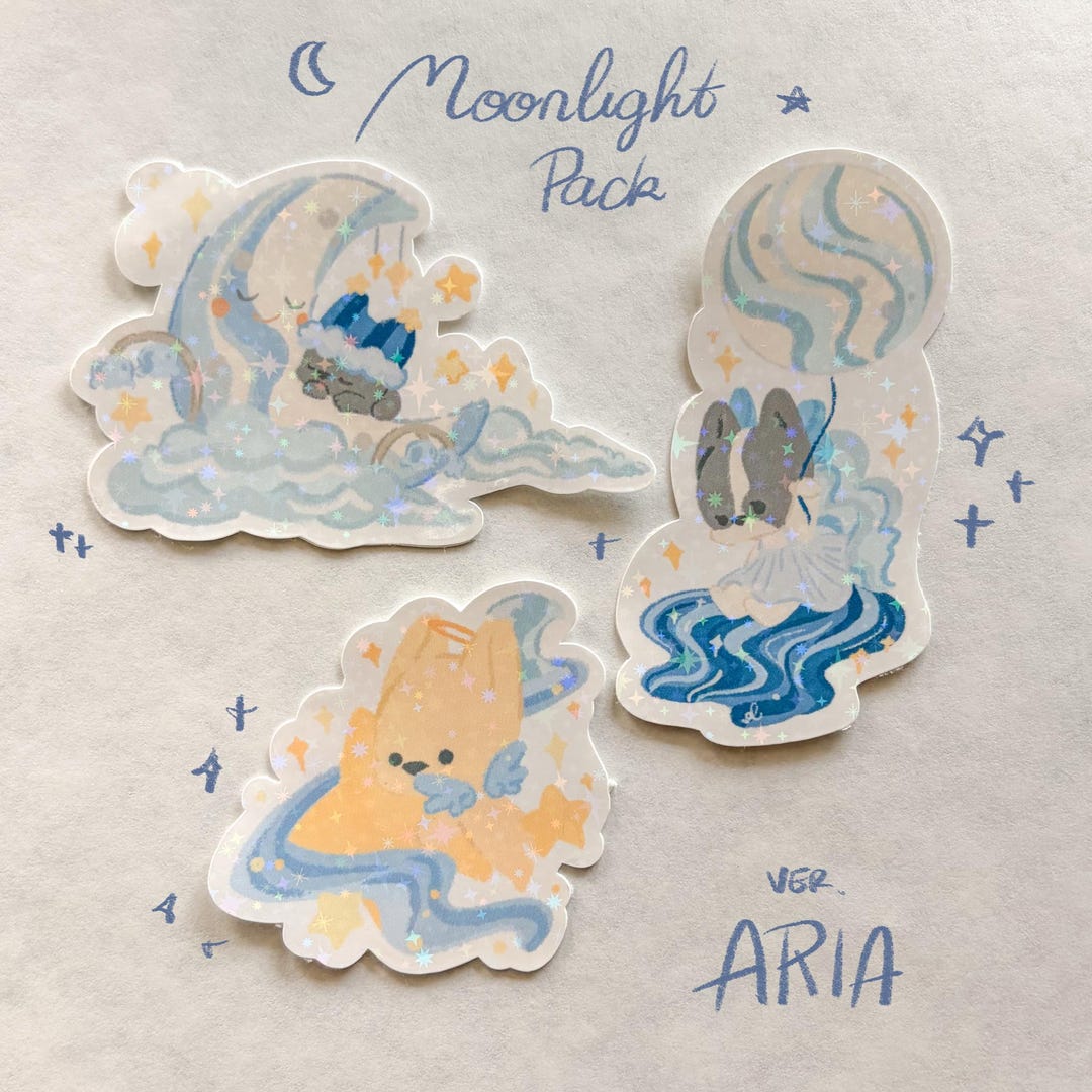 Frenchie Moonlight Series Vinyl Sticker - Pack 3 | Waterproof, Cute ...