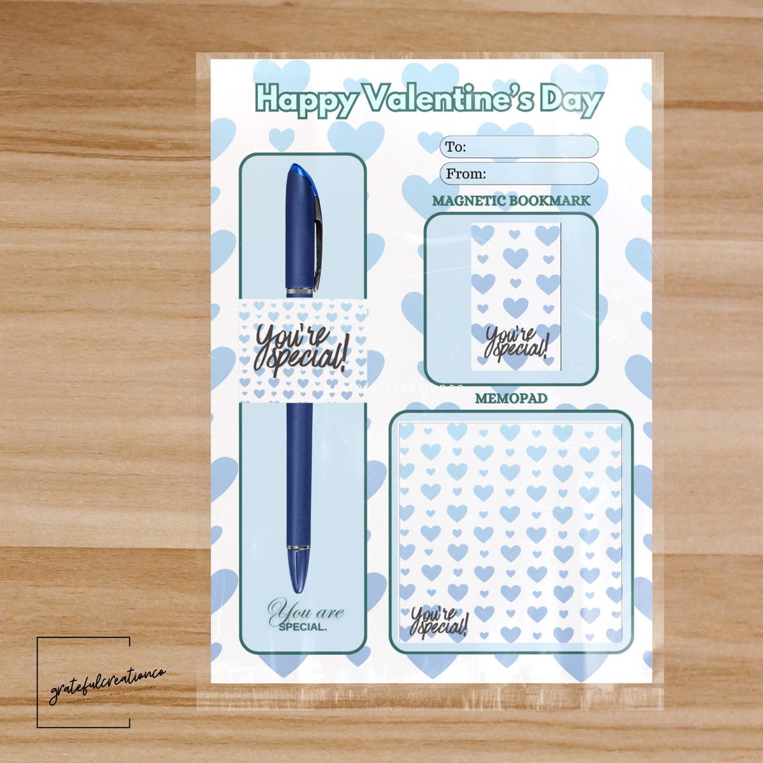 Valentine's Day Pen, Memo Pad, Bookmark Backing Designs (printable PDF ...