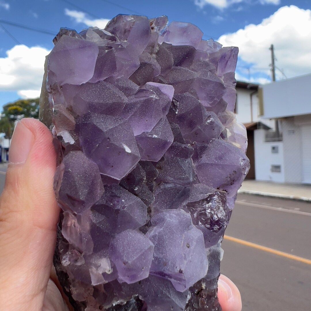 Set of 3 Sugar Amethyst Clusters | Raw Brazilian Crystal Lot | Sparkly ...