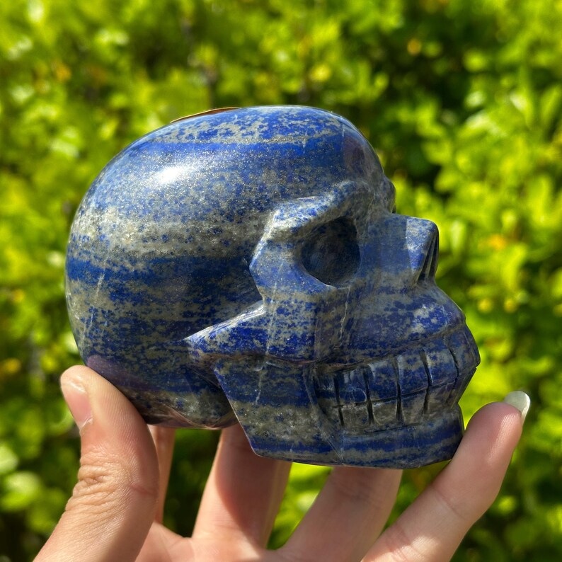 Realistic Lapis Lazuli Skull Carving, Natural Blue Crystal Skull With ...
