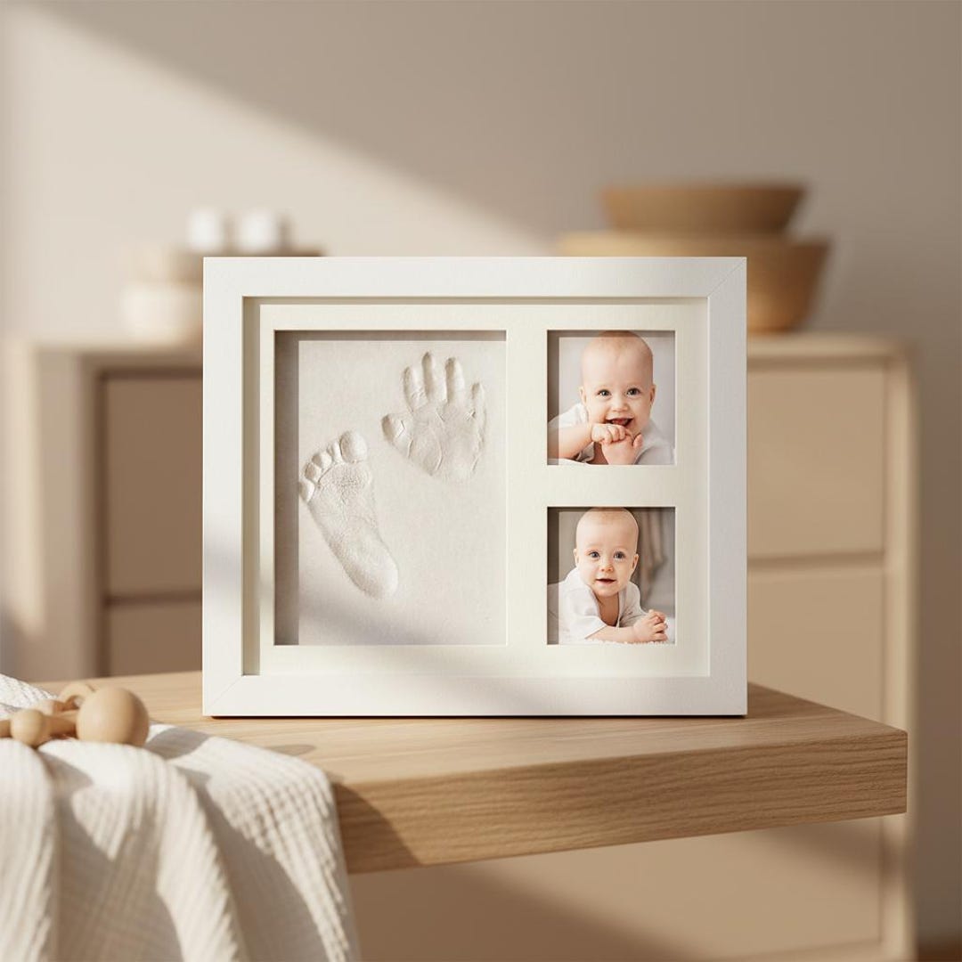 Baby Handprint Footprint Photo Frame, Keepsake Clay Impression Kit ...