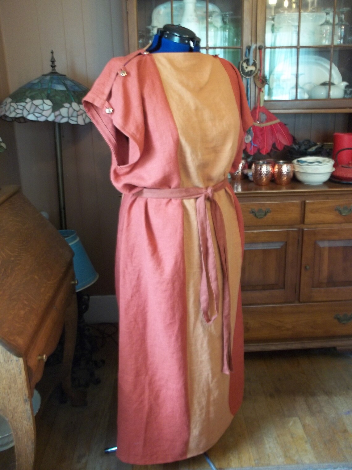 Custom Linen Bog Dress Roman Chiton with Botton and Loop | Etsy