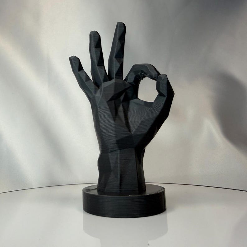 3D Printed Low Poly OK Hand Sign Statue | Approval Perfect Gesture ...