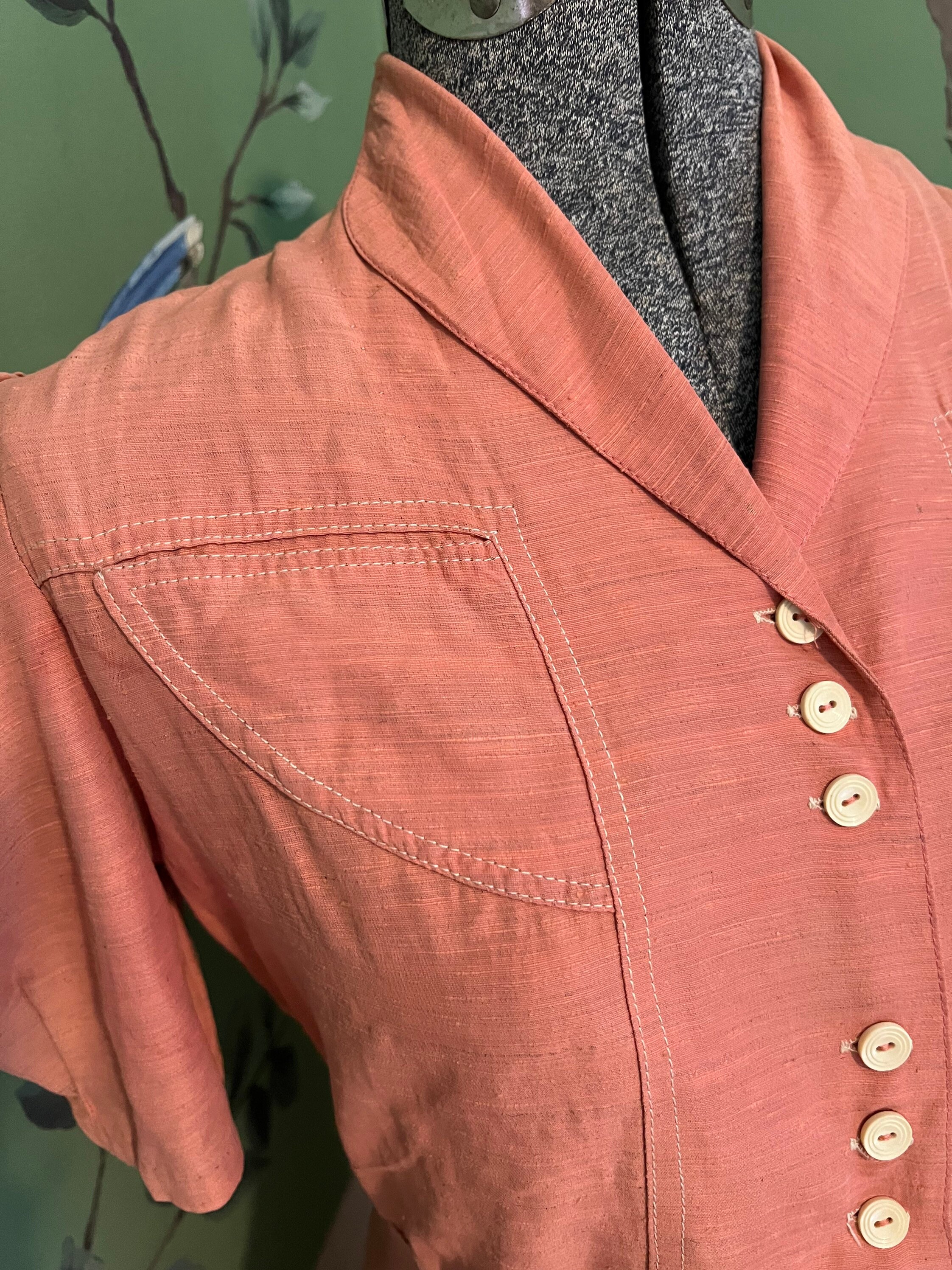 1930s Light Salmon Pink Blouse and Skirt Set - Etsy