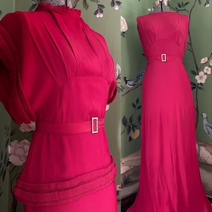 1930s Two Piece Raspberry Colored Glamour Old Hollywood Dress and Top ...