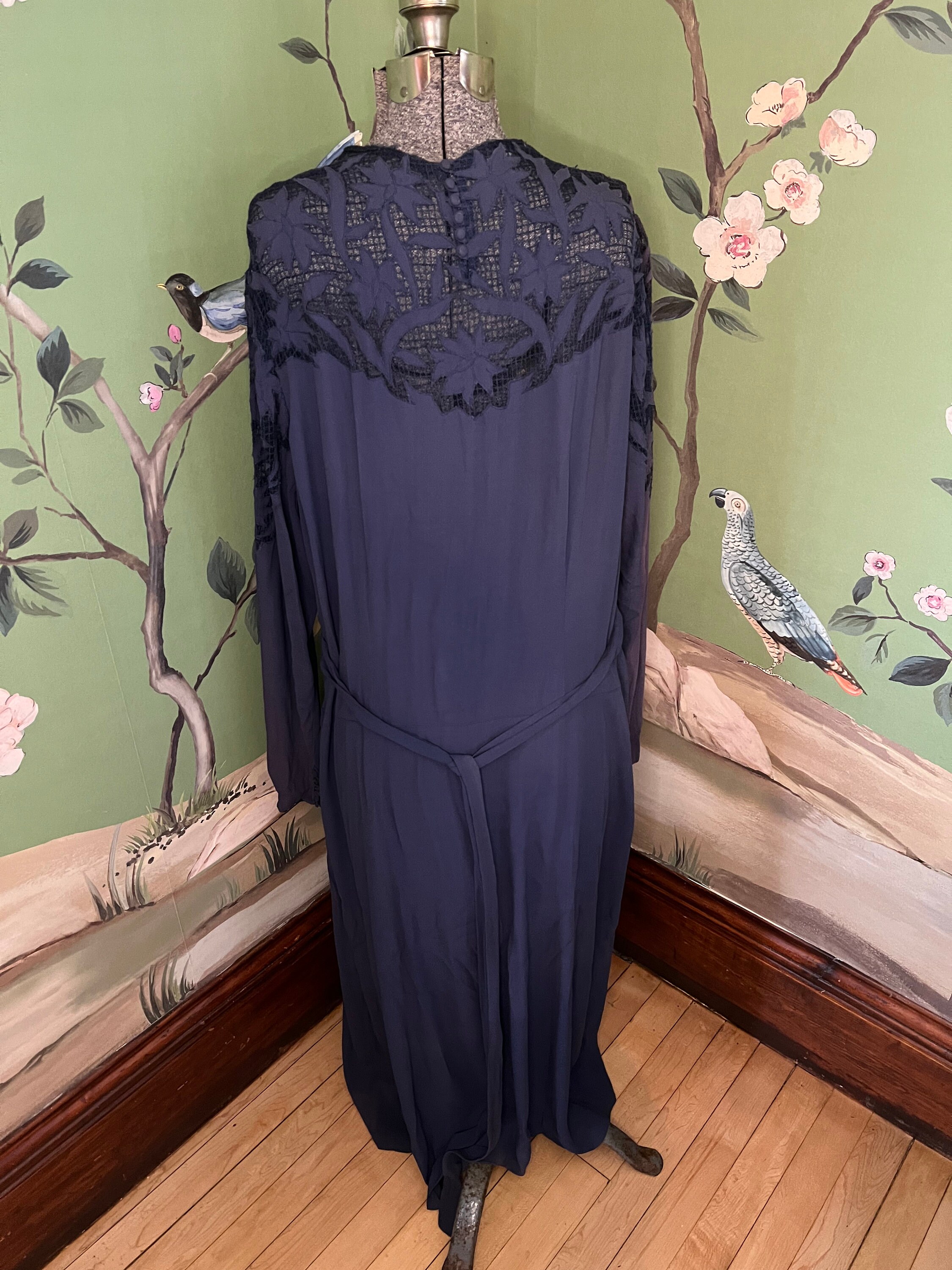 1930s VOLUP Dusty Blue Rayon and Lace Dress - Etsy