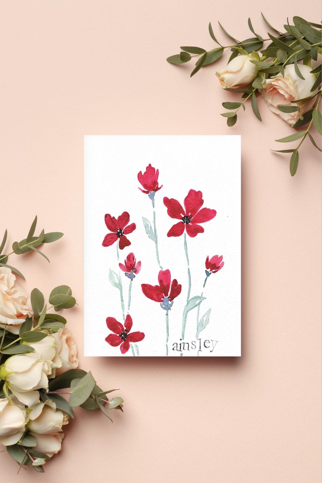 Custom Floral Greeting/note Card - Etsy