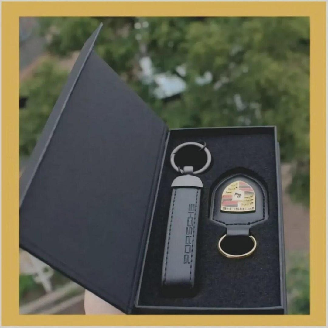 For Porsche Leather Keychain: Car Crest Key Ring, Luxury Gift - Etsy