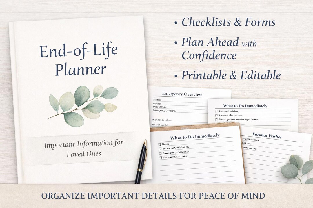 End-of-life Planner Printable/editable | After Death Checklist ...