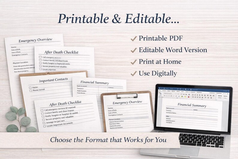 End-of-life Planner Printable/editable | After Death Checklist ...