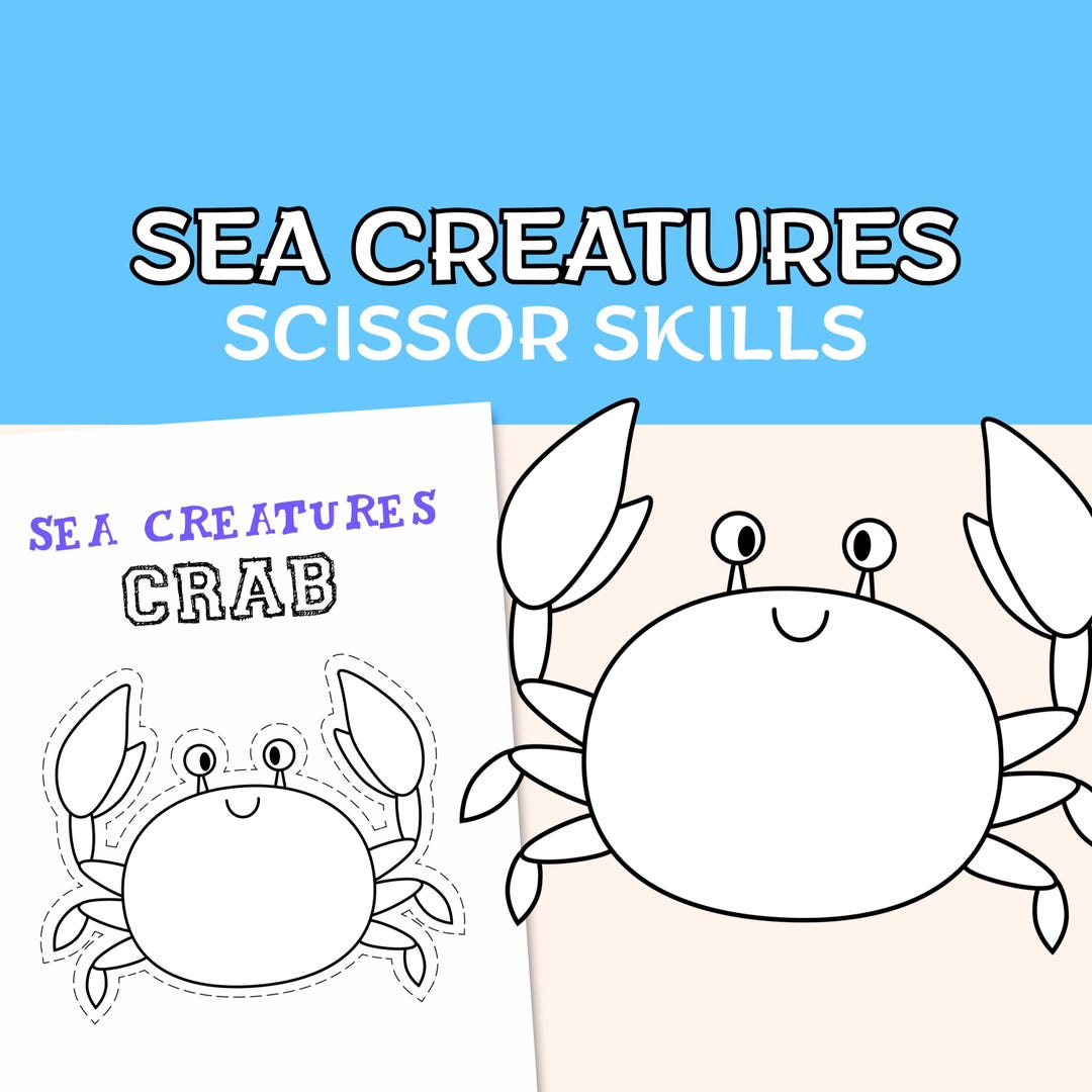 Sea Creatures Scissor Skills Worksheets| Ocean Animals Cutting Practice ...