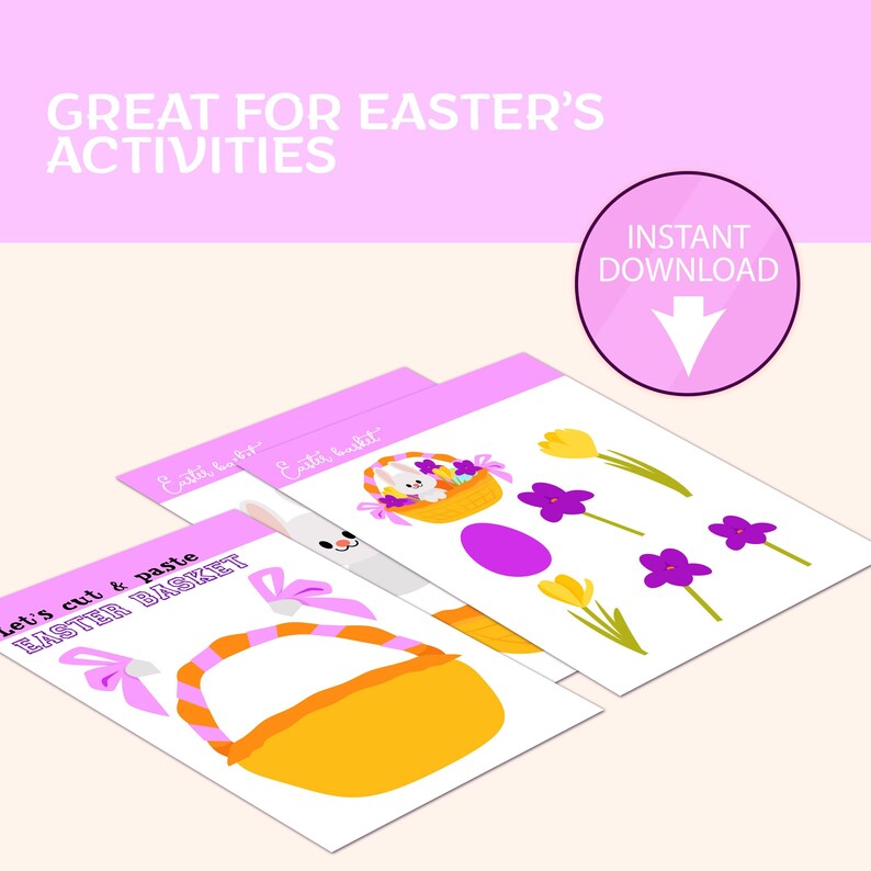 Easter Basket Craft Printable for Kids| Cutting Practice Worksheet ...