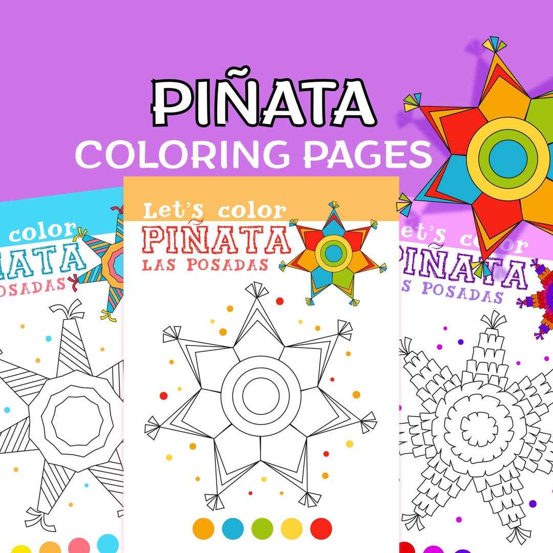 Printable Mexican Star Pinata Kids Coloring Sheets L Las Posadas ...