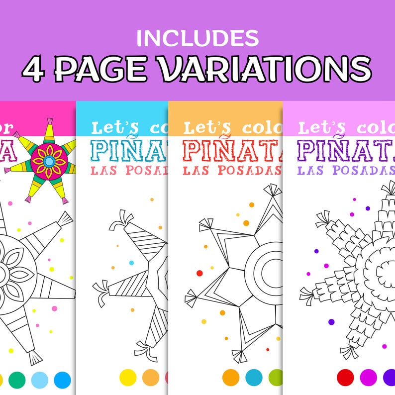 Printable Mexican Star Pinata Kids Coloring Sheets L Las Posadas ...