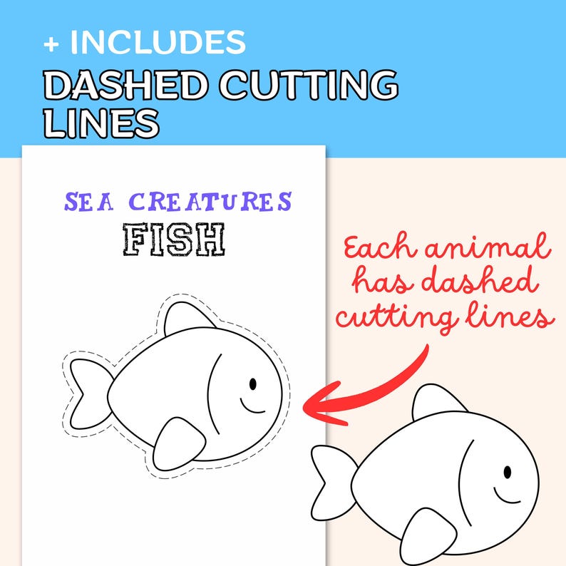 Sea Creatures Scissor Skills Worksheets| Ocean Animals Cutting Practice ...