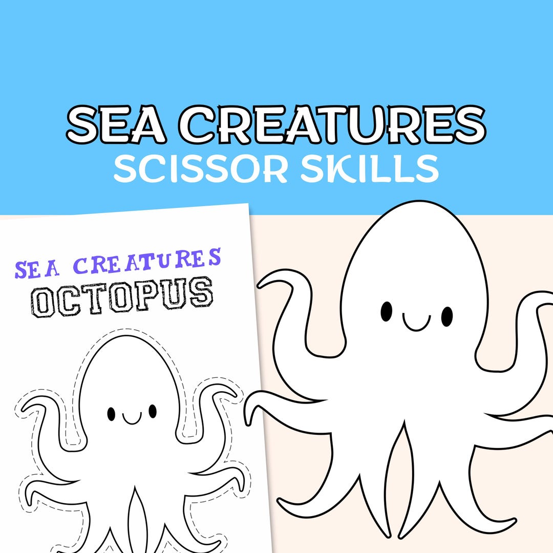 Sea Creatures Scissor Skills Worksheets | Ocean Animals Cutting ...