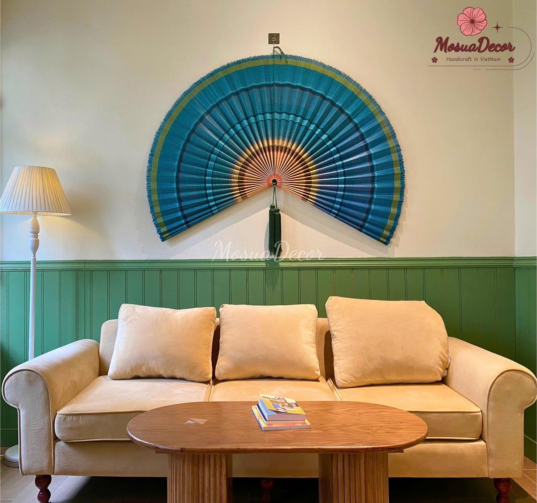 60 Inch Large Bamboo Folding Wall Fan | Boho Asian Decor - Etsy