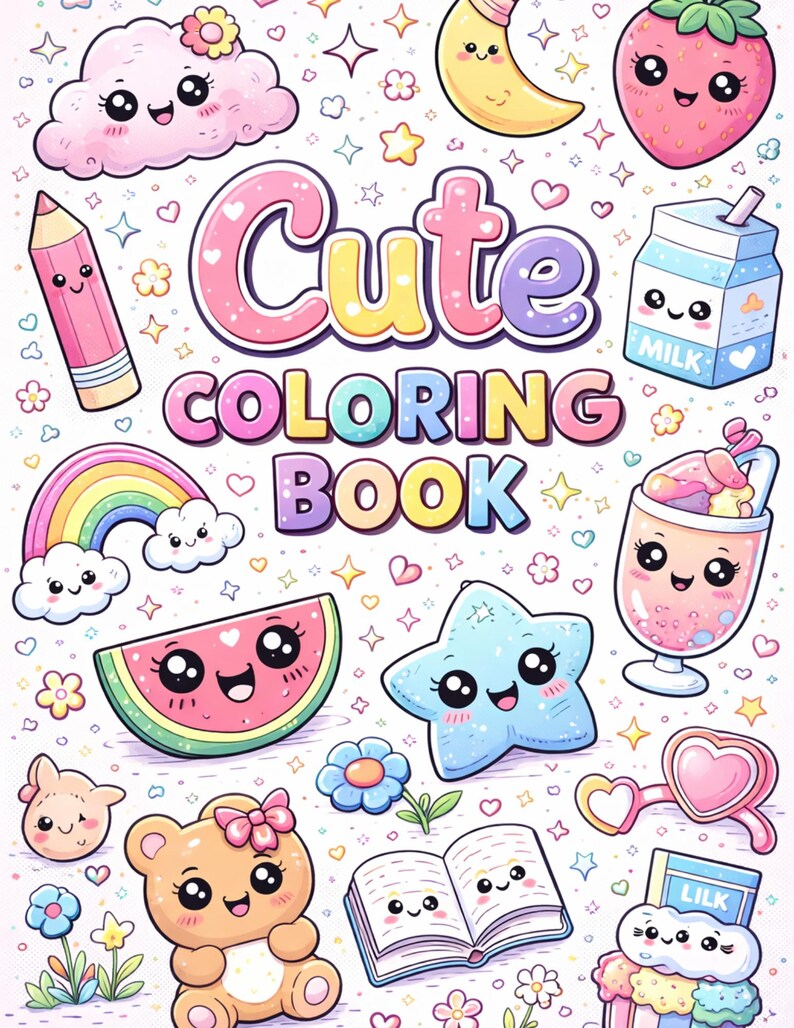 Kawaii Animals & Sweets Coloring Book – 35 Page Printable (PDF Download ...
