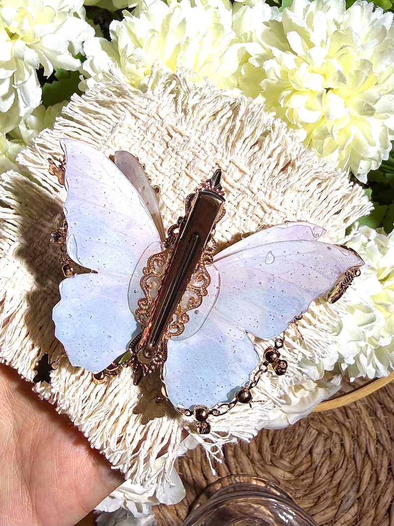 Custom Iridescent Butterfly Hair Clip, Large 10cm Handcrafted Wing ...