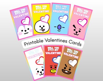 BT21 Valentines Cards, BTS, BTS FAN Printable Set (digital Download) - Etsy
