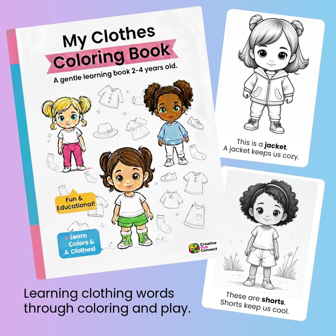 Clothes Coloring Book for Toddlers | Ages 2–4 | Learn Vocabulary | 20 ...