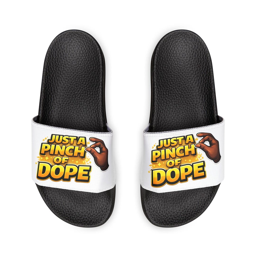 Men's Slide Sandals — "just a Pinch of Dope" Graphic Pool Slides - Etsy
