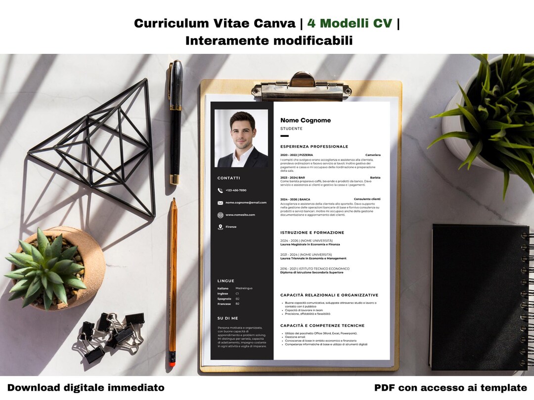 4 Curriculum Vitae Templates | Cvs Editable on Canva - Etsy