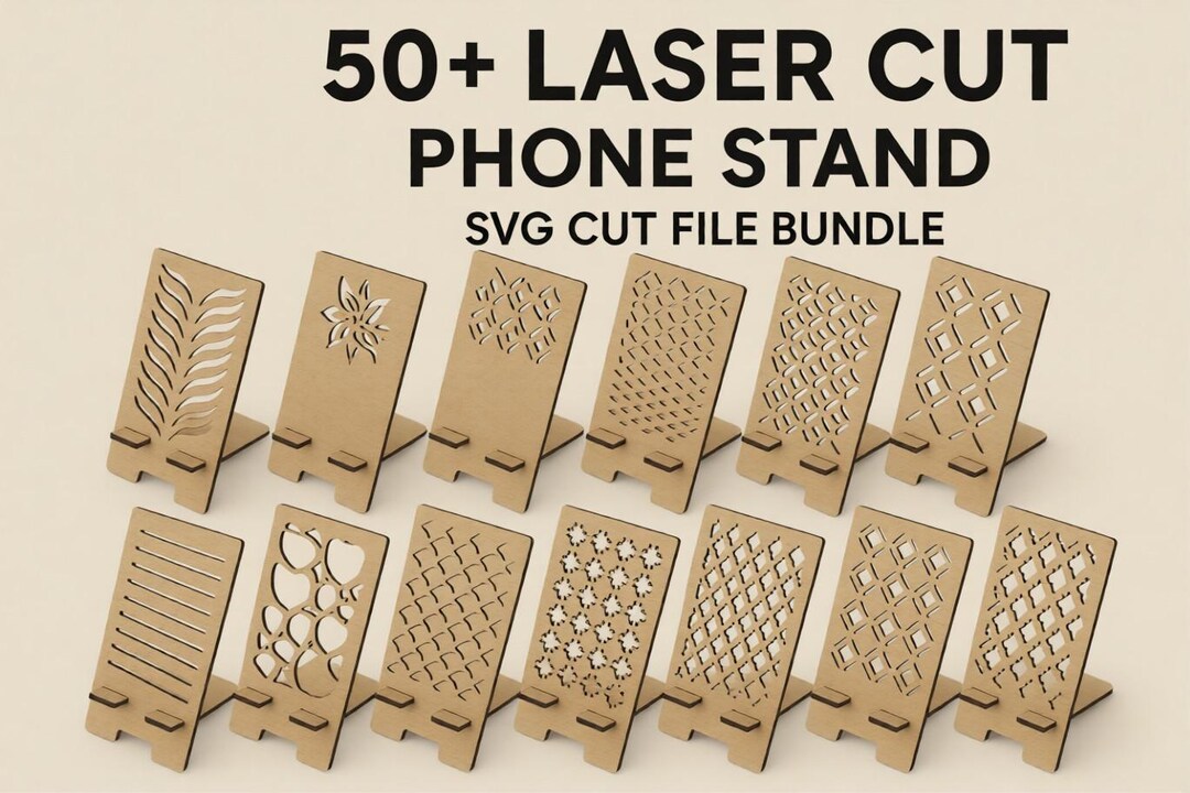 Phone Stand SVG Bundle, Laser Cut Phone Holder SVG, Mobile Stand ...