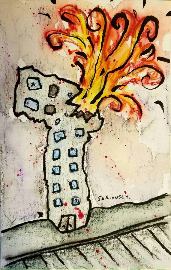 Items similar to Handmade Ink and Pencil Painting "Series(ly) Hotel ...