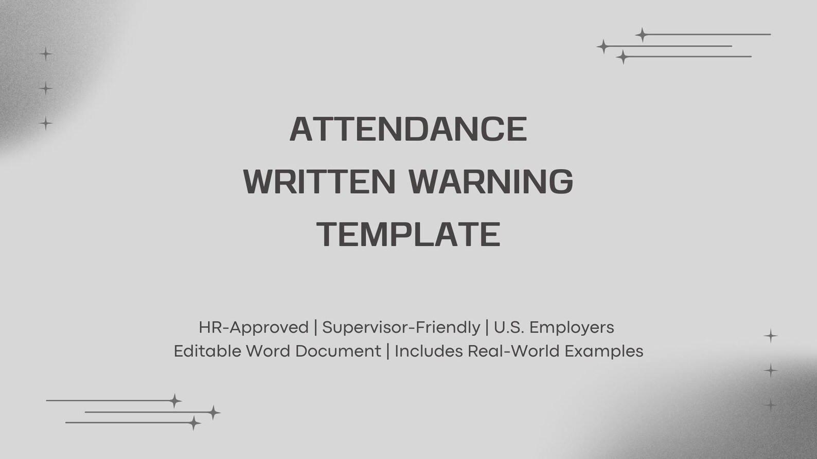 Attendance Written Warning Template | Progressive Discipline Form | Hr ...