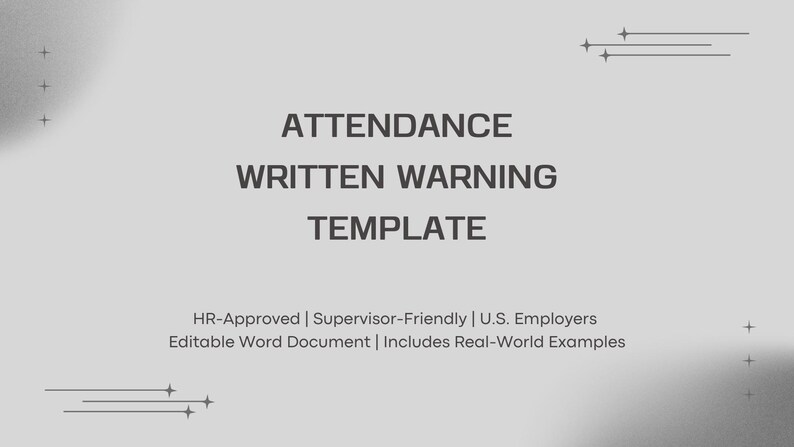 Attendance Written Warning Template | Progressive Discipline Form | Hr ...