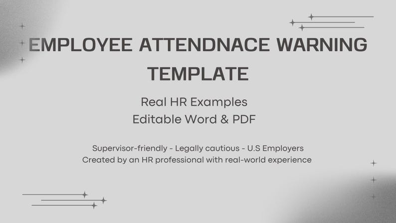 Employee Attendance Written Warning Template | Editable Word & PDF | HR ...