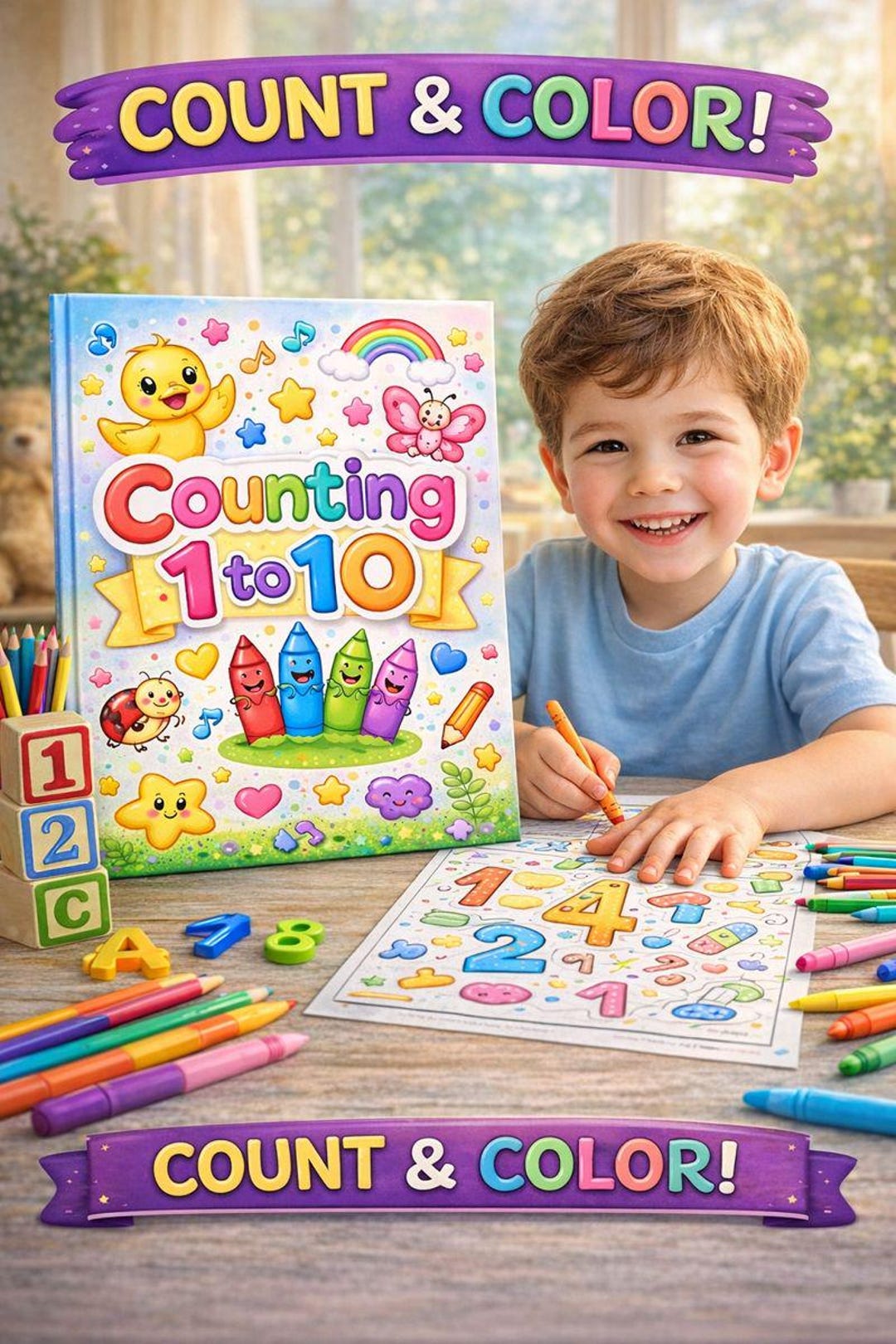 Animal Numbers Coloring Book for Kids | Learn Counting 1-10 (instant ...