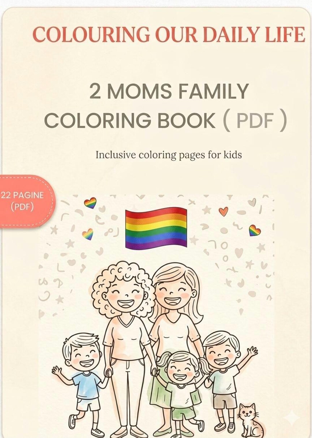 Ausmalbilder für Kinder: Alltag mit 2 Müttern, LGBTQ+-Mütter-Thema ...