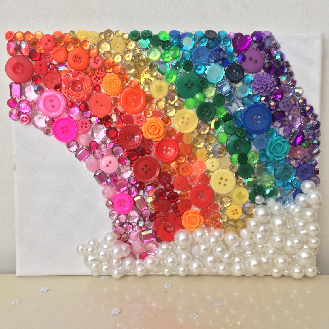 Rainbow and Cloud Button Art Made to Order Wall Art - Etsy