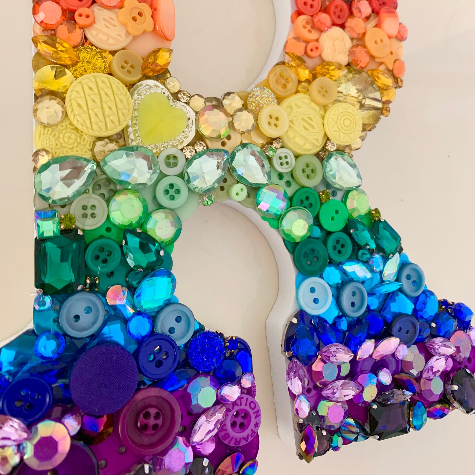 Large Wooden Button Art Letter Made to Order Mixed Media - Etsy