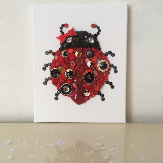 Ladybug Button Art wall decor home decor kid's decor | Etsy