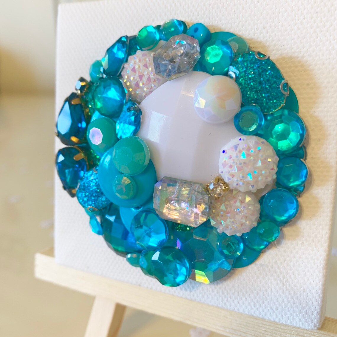 Mini Birthstone December Turquoise Button Art Made to Order - Etsy