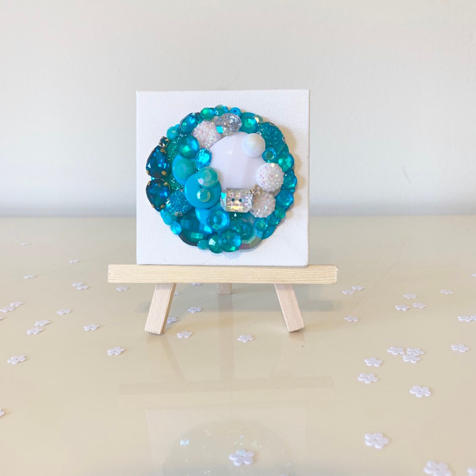 Mini Birthstone December Turquoise Button Art Made to Order - Etsy