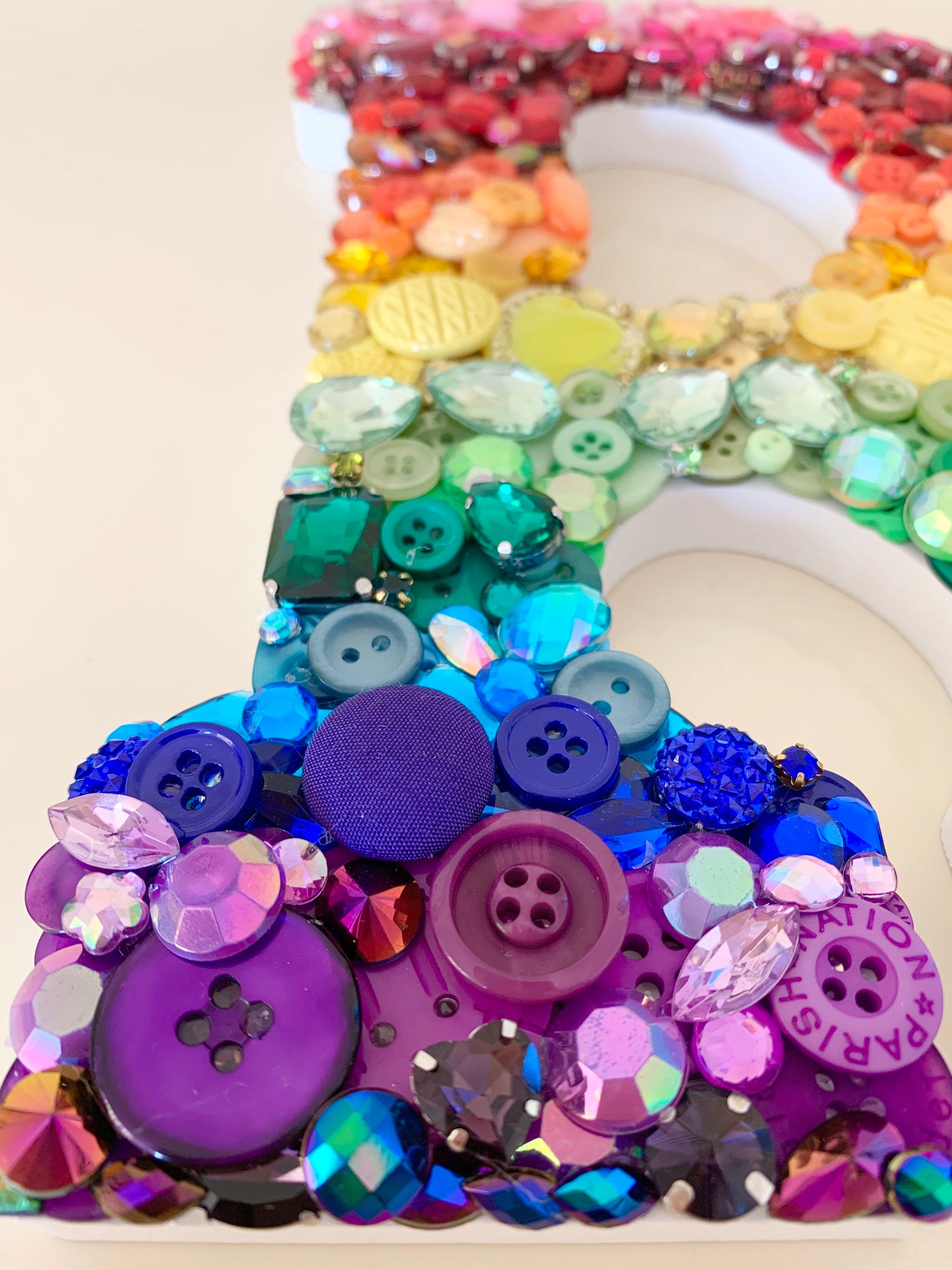 Large Wooden Button Art Letter made to order mixed media | Etsy