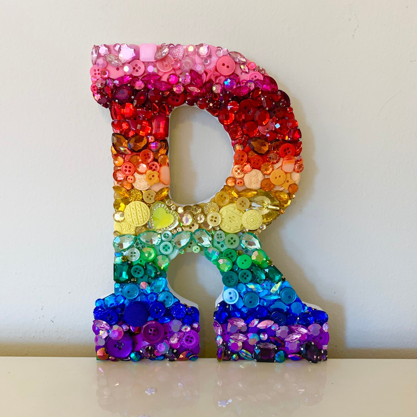 Large Wooden Button Art Letter Made to Order Mixed Media - Etsy