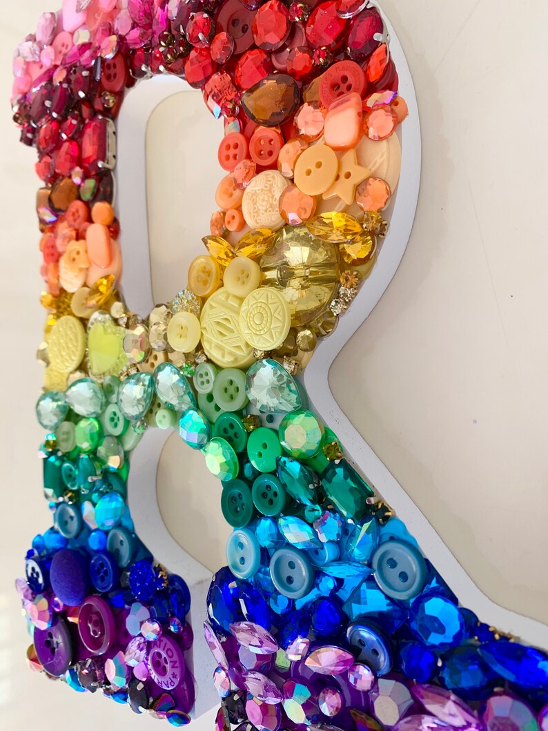 Large Wooden Button Art Letter Made to Order Mixed Media - Etsy