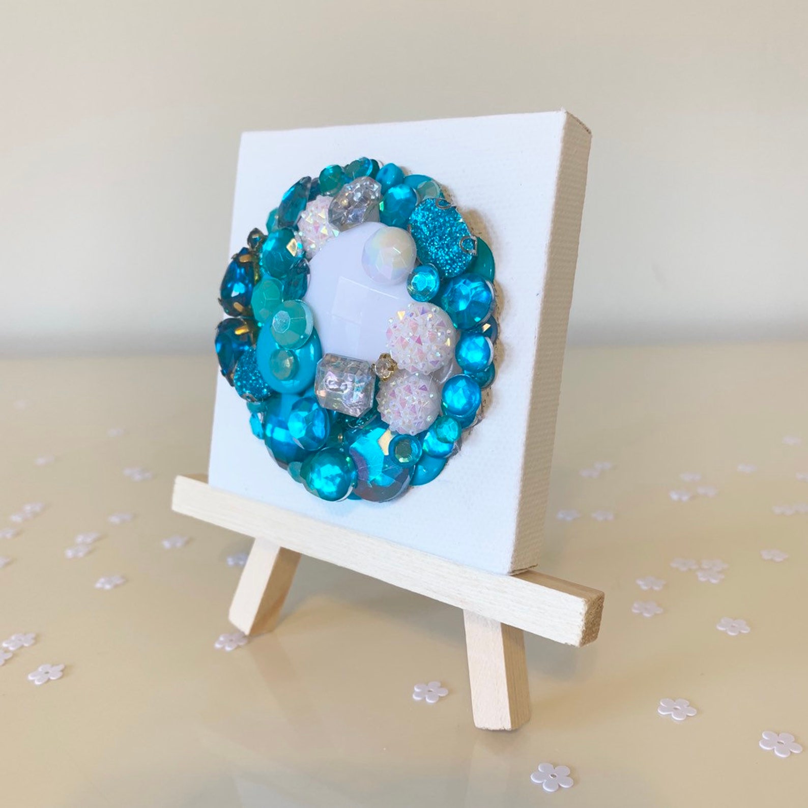 Mini Birthstone December Turquoise Button Art made to order | Etsy