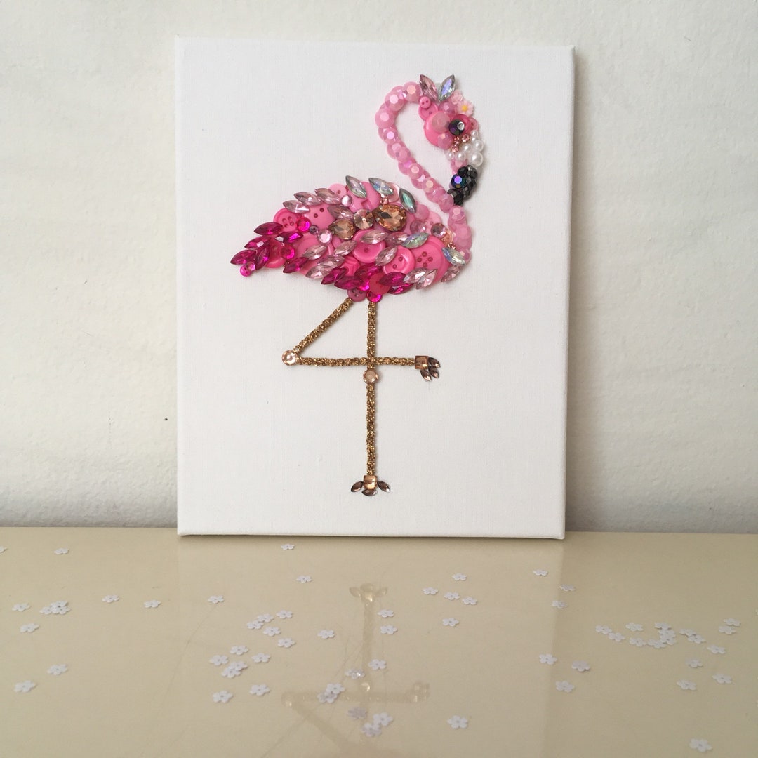 Flamingo Button Art Made to Order Wall Art Home Decor Kids - Etsy