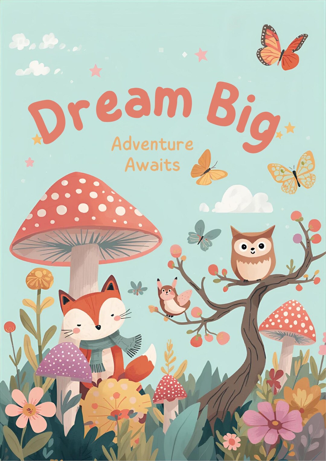 Dream Big Adventure Awaits Printable Wall Art | Whimsical Forest ...