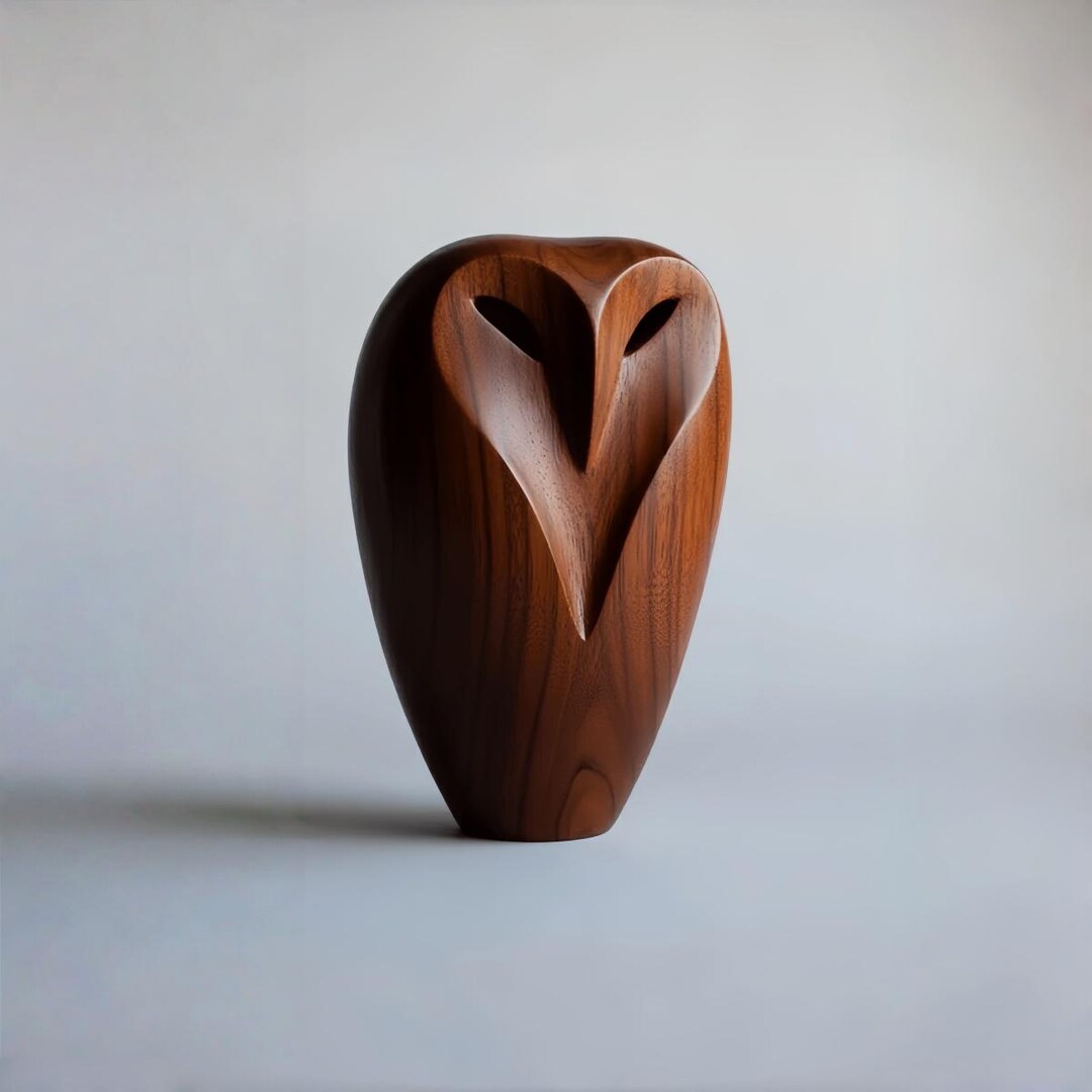 Minimalist Owl Statue Modern Hand-carved Wood Sculpture Wise Owl Home ...