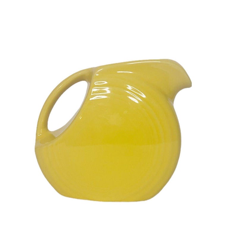 Vintage Fiesta Ware Fiestaware Homer Laughlin Yellow Disc Pitcher 6 ...